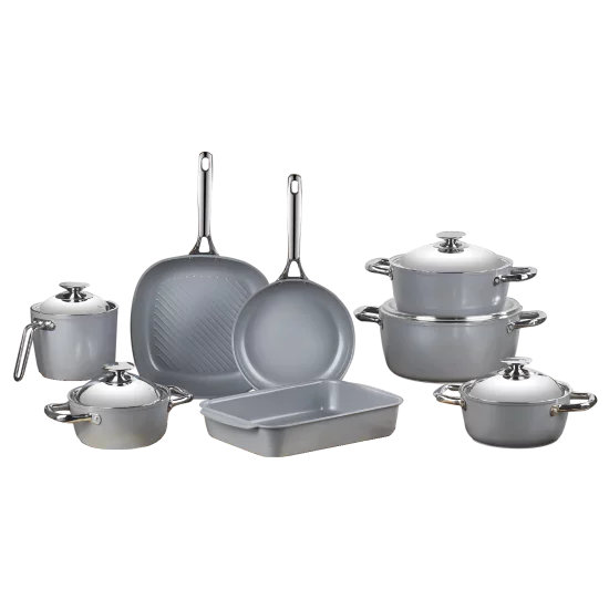 Saflon 13-Piece Ceramic Cookware Set, Gray - SF60513CR/G
