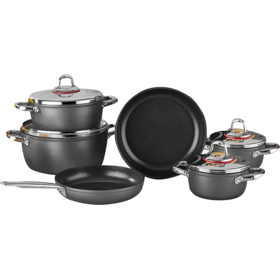 Saflon Turkish pots set, Titanium 10 pieces, gray - SF66510TT/G