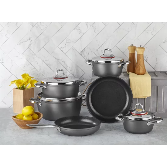 Saflon Turkish pots set, Titanium 10 pieces, gray - SF66510TT/G