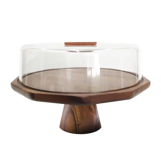 WOODEN CAKE PLATE OCTAGON - 117802